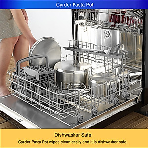 Cyrder Stainless Steel Pasta Pot, Dutch Oven Pot, Induction Pasta Pot with Strainer Lid, Stock Pot/Soup Pot, Easy Cleanup Stylish Cookware, Dishwasher Safe, 5 Quart