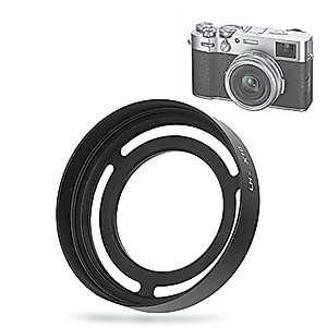 GOSHYDA Camera Lens Hood,Beautiful Appearance Hollow, Metal Compact Detachable, 52mm, with Centre Pinch Lens Cap, for Fuji X10/X20/X30(Black)