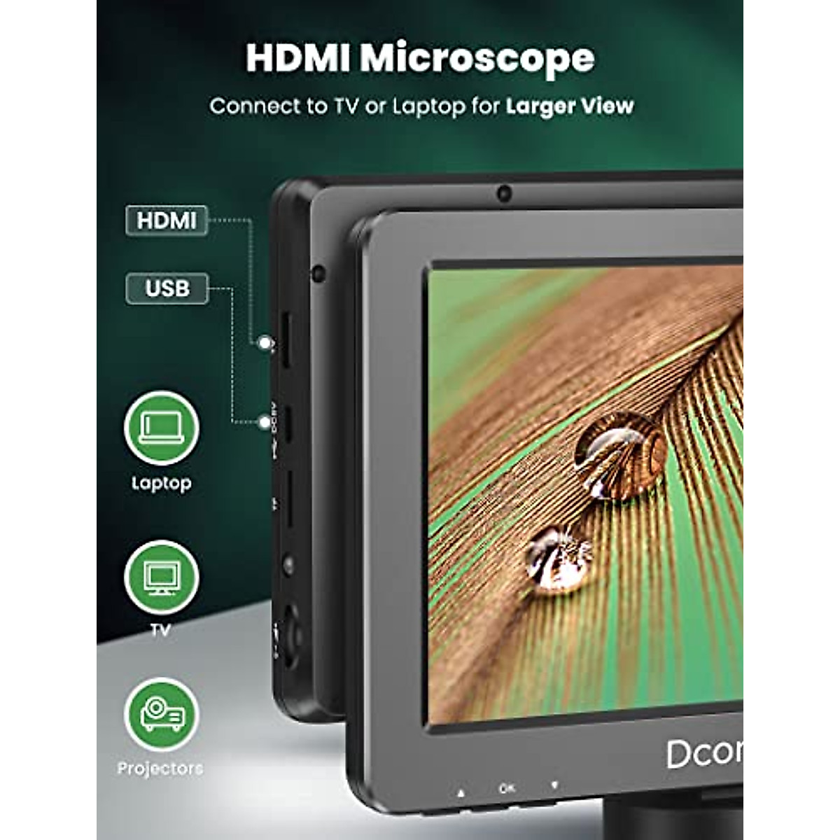 HDMI LCD Digital Microscope with IPS Screen, Dcorn 7" Coin Microscope for Coin Collection Supplies, View Entire Coin,16MP Soldering Microscope with Lights for Adults, 32GB Card Included
