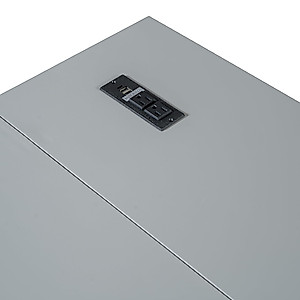 XD Designs Queen Size Murphy Bed with Large Storage Drawer and Charging Station, Versatile Traditional Solid Wood Murphy Bed Chest Cube Cabinet Bed, Convertible Space-Saving Design (Gray-TYX, Queen)