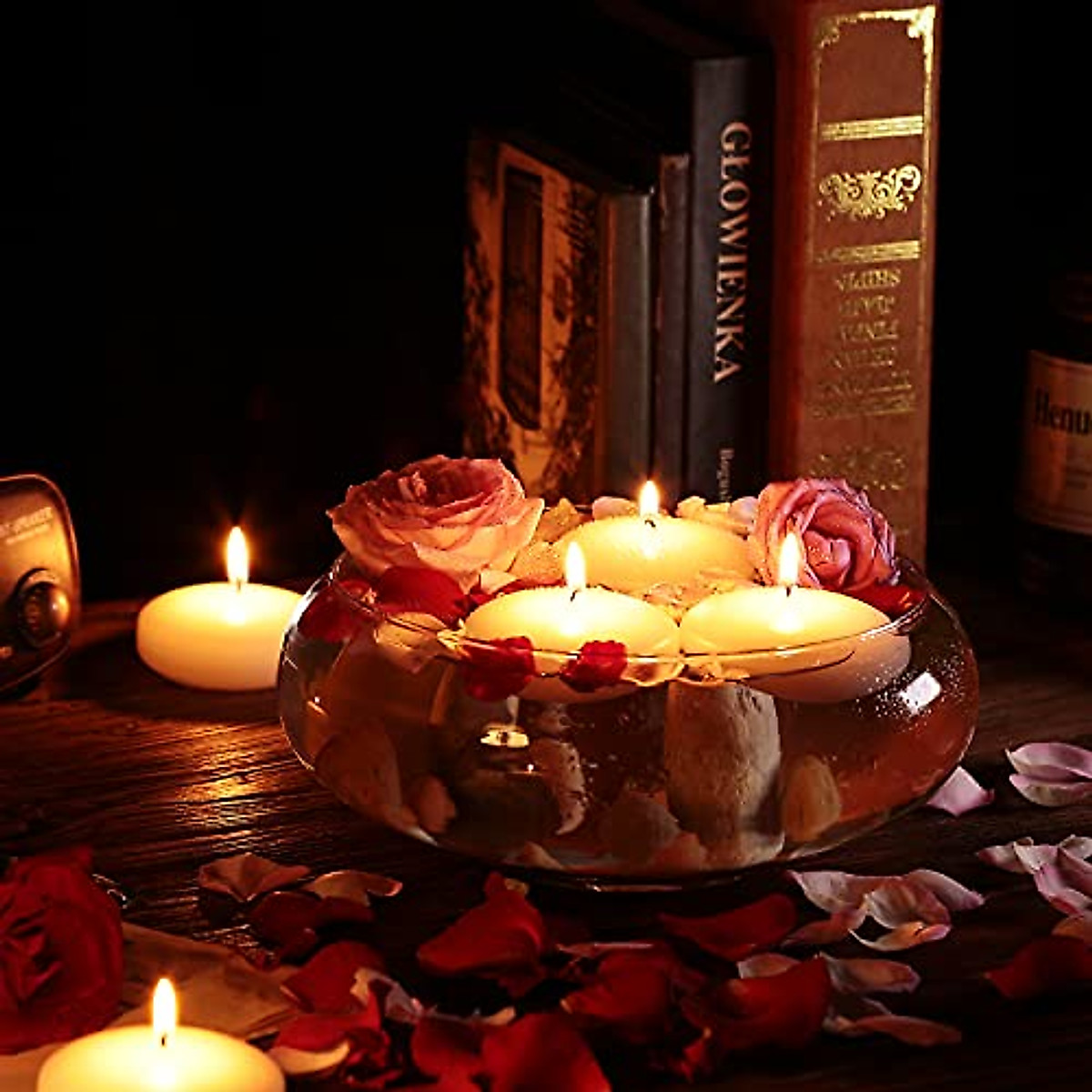 Tuyai (Set of 36) Floating Candles, 3 inch White Dripless Wax Burning Candles, for Weddings, Party, Special Occasions and Home Decorations