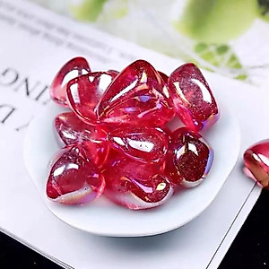 BAWHO Bulk Natural Crystal Tumbled Stone Angel Quartz Gravel Polished Electroplating Aquarium Home Decor QINTINYIN (Color : Red, Size : 50g)