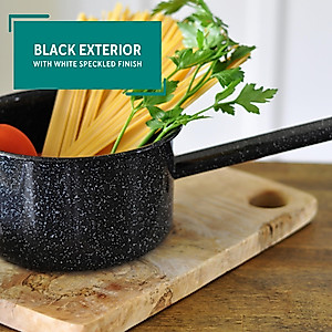 MIRRO 1.25qt Enamel Saucepan, Black