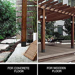 6x6 Post Base 2 Pcs, (Inner Size 5.6x5.6) Post Brackets Kit, Heavy Duty Black Metal Powder-Coated Post Anchor Outdoor Framing Module Fit for Support Deck Base Plate Pergola Brackets Fence Kit……