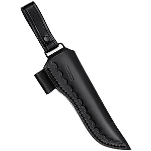 Ottoza Handmade Leather Knife Sheath Side Draw Knife Sheath - Bushcraft Knife Sheath - Hunting Knife Sheath - Survival Knife Sheath - Vertical Knife Sheath Black TOP Grain Leather No:221