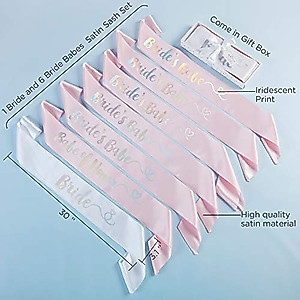 Kate Aspen Bachelorette Brides Babes Iridescent Satin Sash (Set of 7) Party Kit, One Size, Pink