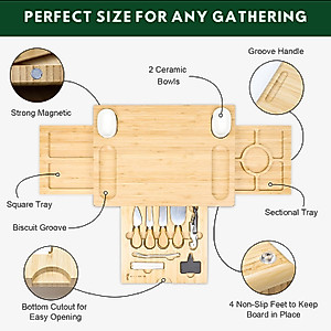 Mosomboo Charcuterie Board Set, Bamboo Cheese Board Set, Large Charcuterie Boards Gift Set with Knife Set for Entertaining, Housewarming Gifts, Wedding & Bridal Shower Gifts, Christmas