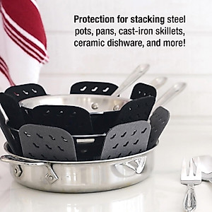 All-Clad Premium Cookware Protectors: Pot and Pan Protectors for Kitchen Organization - Perfect for Cast Iron, Steel, or Glass, 6-Piece, Black/Grey
