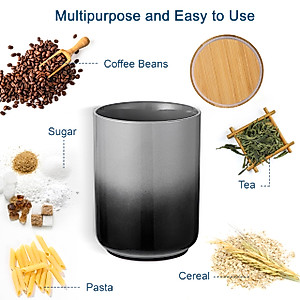 LOVECASA Canister Sets for Kitchen,Ceramic Food Storage Canisters for Countertop with Airtight Wood Lids, Flour and Suger Containers for Coffee, Tea,Spice,Cereal,Set of 3