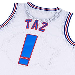 CNALLAR Mens Basketball Jerseys Taz !# Space Movie Shirts (White, Large)