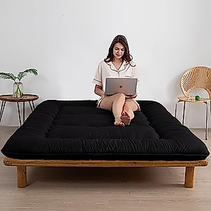MAXYOYO Japanese Floor Mattress Futon Mattress Full Size, Shikibuton Tatami Mat Floor Bed, Roll Up Foldable Mattress Topper, for Guest Camping RV
