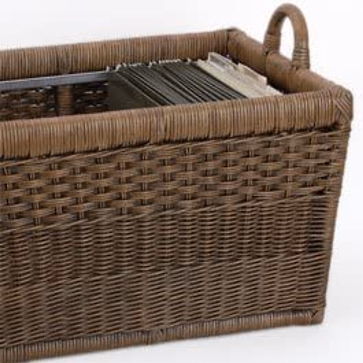 The Basket Lady Lift-Off Lid Wicker Storage Basket, Large, 24.5 in L x 18 in W x 17.5 in H, Antique Walnut Brown