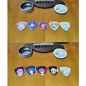 Bocchi the Rock Guitar Pick 5 Pack Kessoku Band Guitar Picks Hitori Gotoh, Free Stickers and Storage Box (A)