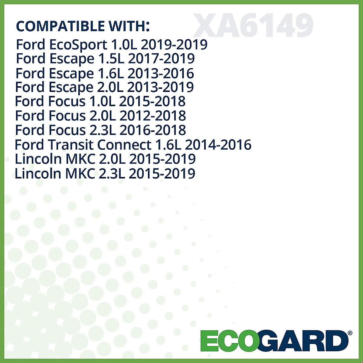 ECOGARD XA6149 Premium Engine Air Filter Fits Ford Focus 2.0L 2012-2018, Escape 2.0L 2013-2019, Escape 1.5L 2017-2019, Escape 1.6L 2013-2016, Focus 1.0L 2015-2018, EcoSport 1.0L 2019