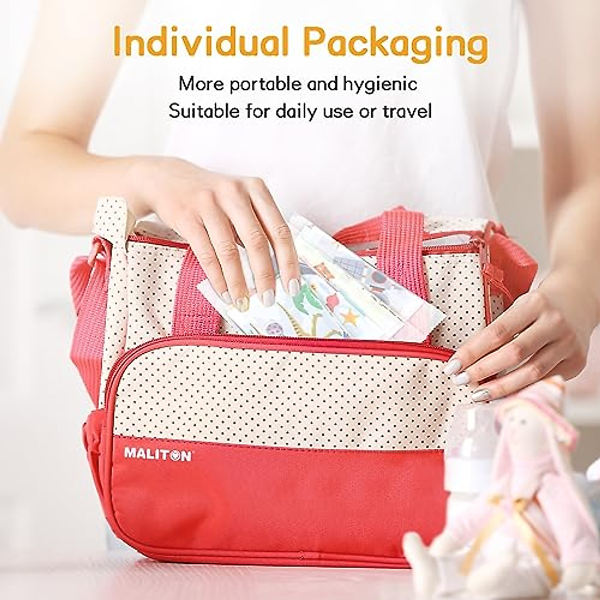 Disposable Placemats for Baby, Maliton Kids Placemats for Dining Table, Restaurants, Travel, 12" x 18" Baby Place Mats with 4 Designs, 28 Pack Waterproof Stick-On Mats for Toddler(Individual Package)