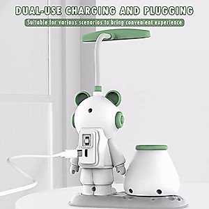 Euproce Rechargeable Desk Lamp, LED Desk Lamps for Home Office, Reading, Study, Eye-Caring Table Lamp with USB Charging Port, Adjustable Gooseneck Reading Lamp with Storage and Pen Holder