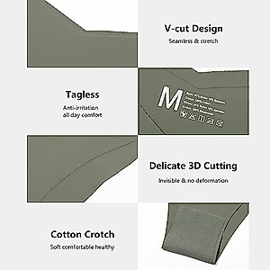 LEVAO 7 Pack Seamless Underwear for Women No Show Bikini Panties Invisible V-shaped Waistband Hipster Cheeky Underwear S-XL