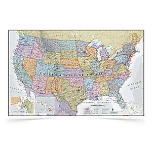 Maps International Classic USA Wall Map - Map of The USA Poster - Front Lamination – 24 x 36