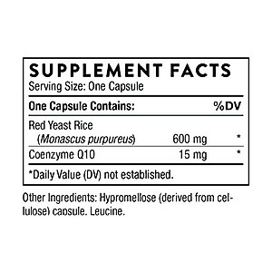 Thorne Red Yeast Rice + CoQ10 - Maintain Healthy Cholesterol Levels and Supports Cardiovascular Health - Gluten-Free, Dairy-Free - 120 Capsules