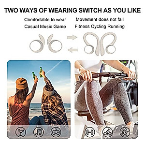 Beige Wireless Earbuds with Earhooks Bluetooth Earbuds with Ear Hook Waterproof Sport Headphones Noise Cancelling Ear Buds with Microphone Long Battery Life Earphones for Running Workout Android iOS