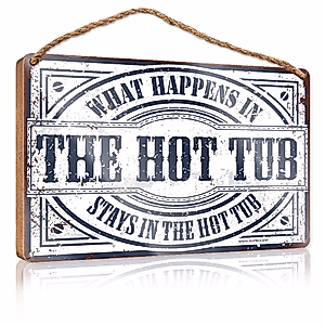 CakJuice Farmhouse Door Decor What Happens in The Hot Tub Stays in The Hot Tub Wooden Sign Teens Stuff Wooden Door Sign (Size : 15X28CM)