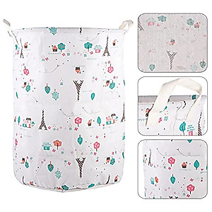 2pcs Bathroom Basket Bucket Container Clothes Nursery Handles Hamper Double with Style Buck Saving Baby Large Foldable Round Space Home Cotton Dirty Handle Room Storage Laundry