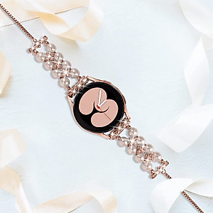 Galaxy Watch 5 Bands 44mm 40mm /Galaxy Watch 5 Pro Band 45mm Compatible for Samsung Watch 4 40mm 44mm/ Watch 4 Classic 46mm Jewelry Bracelet Women Bling Glitter Rhinestone Pearl Bangle Wristband