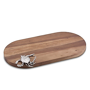 Vagabond House Barware Blue Crab on Wood Bar/Cheese Board 16.5 inch x 9 inch .75 inch Thick