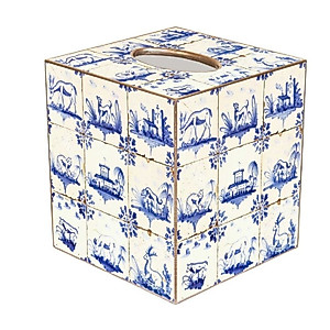 MARYE-KELLEY, Old Delft Tiles Tempered Glass Cutting/Serving Board, 15" x 12"