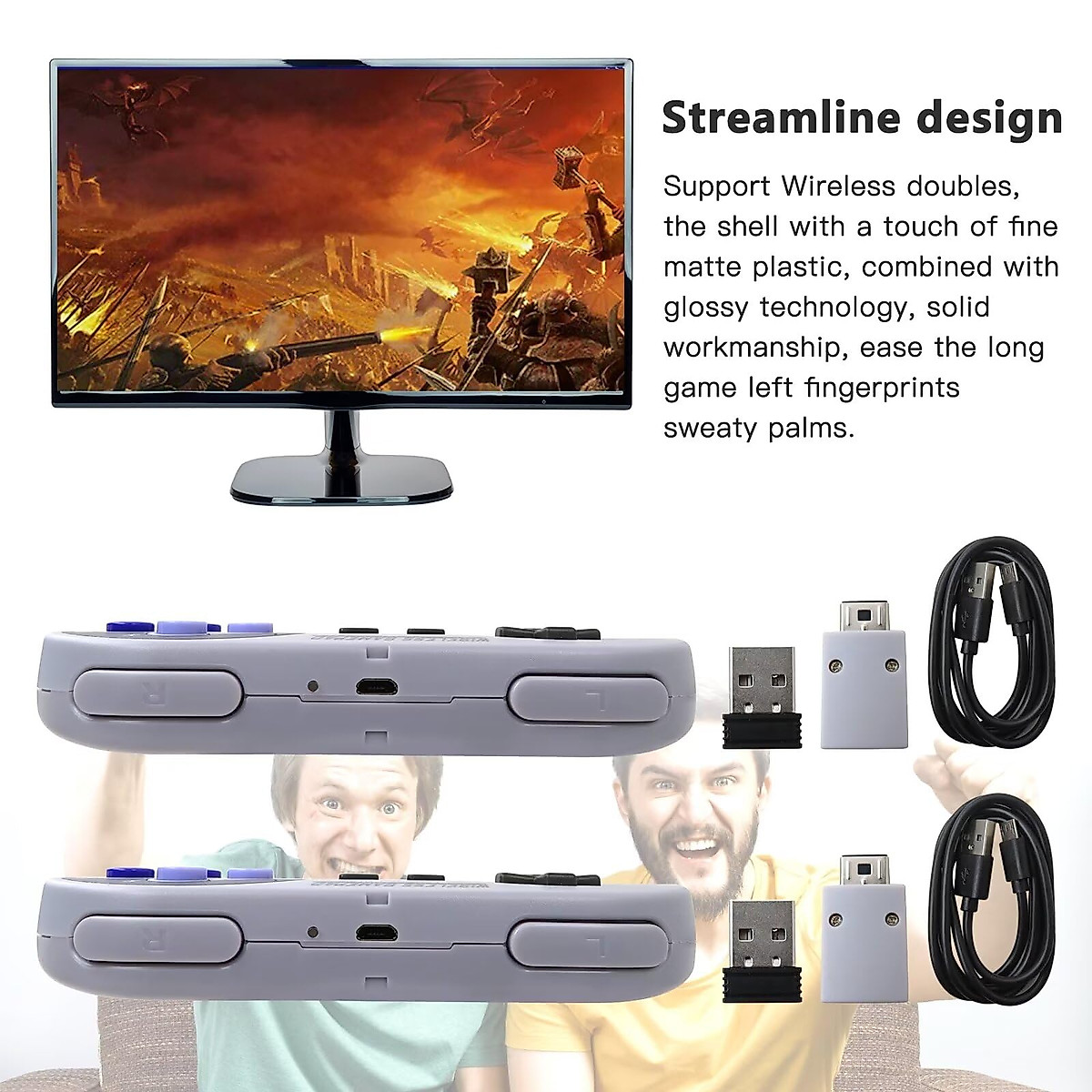 USonline911 2 Pcs 2.4GHz Wireless Gamepad Controller For Super Nintendo NES & SNES classic mini Wireless Console controller joystick games