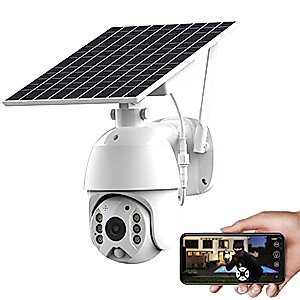 FUVISION Security Camera Wireless Outdoor, Solar Powered 2.4G WiFi 360° View Pan Tilt Spotlight Home Security System with 1080P Night Vision, 2-Way Talk, Color Night Vision, Motion Detection