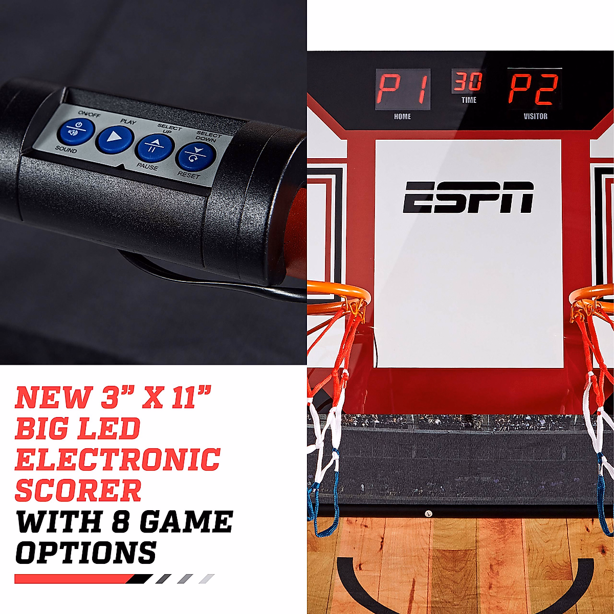 ESPN EZ Fold 2 player Basketball Game with Polycarbonate Backboard and LED Scoring