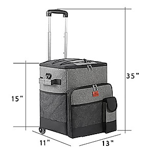 Soft Cooler with Wheels - Removable Wheels Insulated Portable Rolling Cooler, Collapsible Cooler on Wheels Suitable for Shopping Picnic BBQ Beach