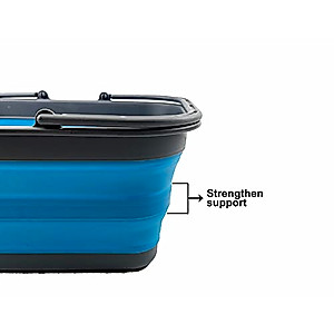 SAMMART 12L (3.17Gallon) Set of 2 Collapsible Tub with Handle - Portable Outdoor Picnic Basket/Crater - Foldable Shopping Bag - Space Saving Storage Container (Grass Green + Cerulean)