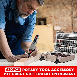 Rotary Tool Accessories Kit - 420PCS Rotary Tool Bits, PHALANX 1/8"(3.2mm) Diameter Shanks Universal Fitment with Carrying Case Easy Storage, Cutting Bits Polishing Wheel Carving Drilling Cleaning Etc