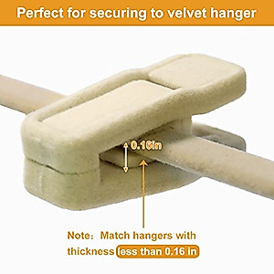 Velvet Hanger Flocked Finger Clips - Coideal 28 Pcs Non-Slip Beige Plastic Clothes Pins for Thin Velvet Hangers