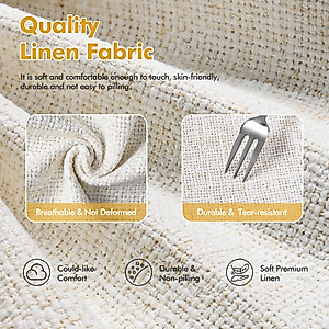 ELUCHANG 85" Modern Sofa Couches for Living Room, 3 Seater Sofa, Natural Linen Deep Seat Sofa with Upholstered Cushion&Detachable Cover, Comfy Sofa Couch for Small Space, Apartment, Cream