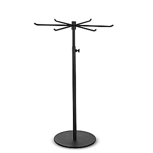 bjewego Rotating Keychain Display Stand - Height-adjustable Black Metal Jewelry Organizer - Long Necklace Display Stand with 6 Hook - Easy Clean, Scratch-resistant Display Racks for Craft Shows