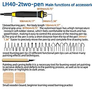 FIRElood Wood Burning Tool, Wood Burner kit Pen 25~750℃, Wood Burning kit with Digital Thermometer Temperature Adjustable Temperature, 2 pyrographic Wood Burning pens, 23 Wood Burning Pen Tips