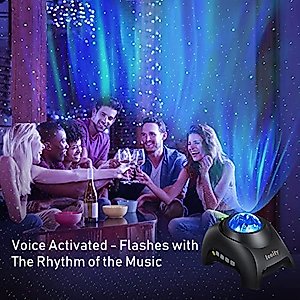 Leoity Star Projector for Bedroom, Aurora Projector with Remote Control; 3-in-1 Nothern Light Projector with Bluetooth Speaker, Built-in White Noise and Timer for Both Kids and Adults - Black