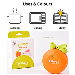 Rabbit Mechanical Timer Magnet Sticker Kitchen Timer Reminder (Green)