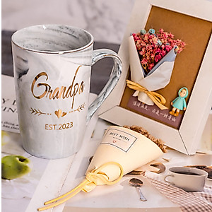 Mugpie Grandma and Grandpa EST 2023 Mugs - New Grandparent Announcement First Time Pregnancy Gifts Coffee Mug Set- Elegant Gifts for Baby Shower Mother's Day Father's Day - 12.5oz Ceramic Coffee Cup