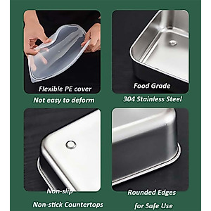 GRFELI Stainless Steel Food Container with Lid, 3-Piece Food Storage Container, Meal Prep Container, Ice Cream Container, Refrigerator Freezer Safe, Dishwasher/Oven Safe (Lid Not Included)