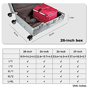 TABITORA Portable Hanging Travel Shelves Bag Packing Cube Organizer Suitcase Storage Large Capacity Rose L+XL