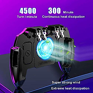 FURZEQIFA PUBG Mobile Controller Joystick Turnover Button Gamepad for PUBG iOS Android Six Finger Operating Gamepad With Cooling Fan