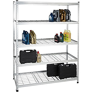 Amazon Basics Heavy Duty Storage Shelving Unit, Double Post, 5 Shelf, High-Grade Aluminum, Silver, 60 x 24 x 78 Inch