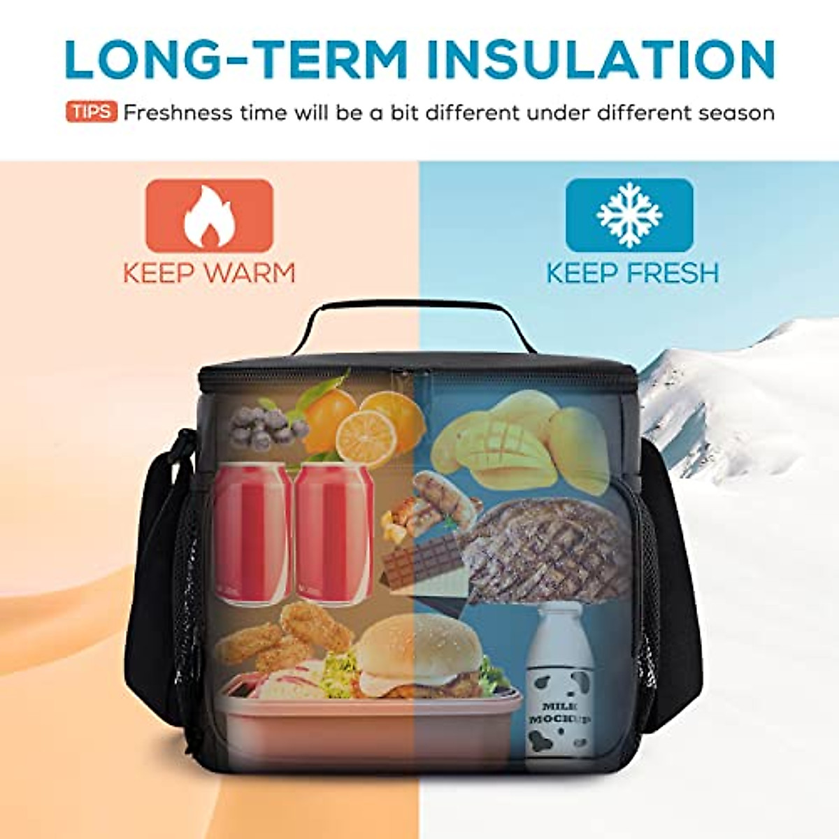 TOURIT Lunch Bag for Men Insulated Lunch Box for Men Leakproof Reusable Lunch Cooler Bag for Work, Office, Outdoor, Picnic, Black