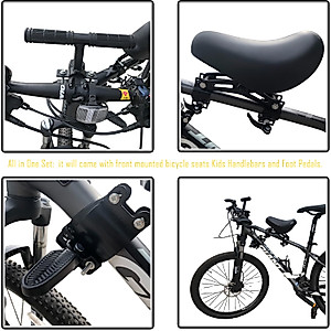 NELOMO Front Mounted Bicycle Seats for Children Kids Handlebars Foot Pedals Set Mountain Bike Child Seat Kids Bike Seat Suitable for MTB and City Bicycles