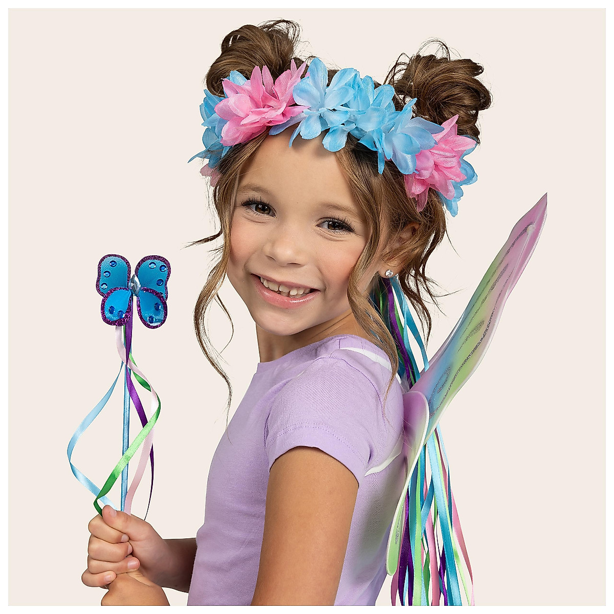 Spooktacular Creations Colorful Fairy Costume Set with Tutu, Halo Headband, Magic Wand for Girls, Halloween Costume Set