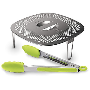 Philips Kitchen Appliances Snack Master Accessory Kit for Philips Airfryer XXL Models, with Snack Cover and Silicone Tongs, Dishwasher Safe Parts for Easy Cleaning, Foldable Legs, Silver (HD9954/01)